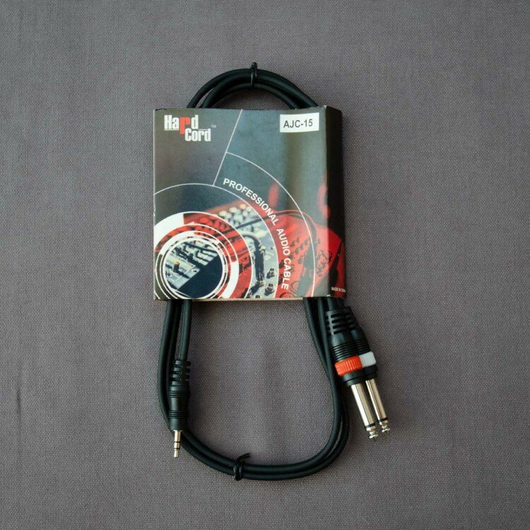 HardCord AJC-15 (Аудио кабель, Тип разъема 1: jack 3,5, Тип разъема 2: jack 6,3 x 2, Длина: 1,5 м)