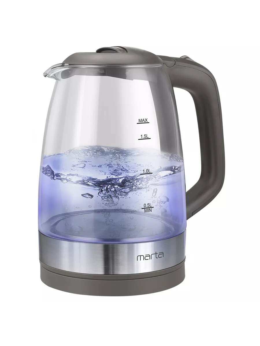 Чайник электрический стеклянный с подсветкой, объем 1.7 литра