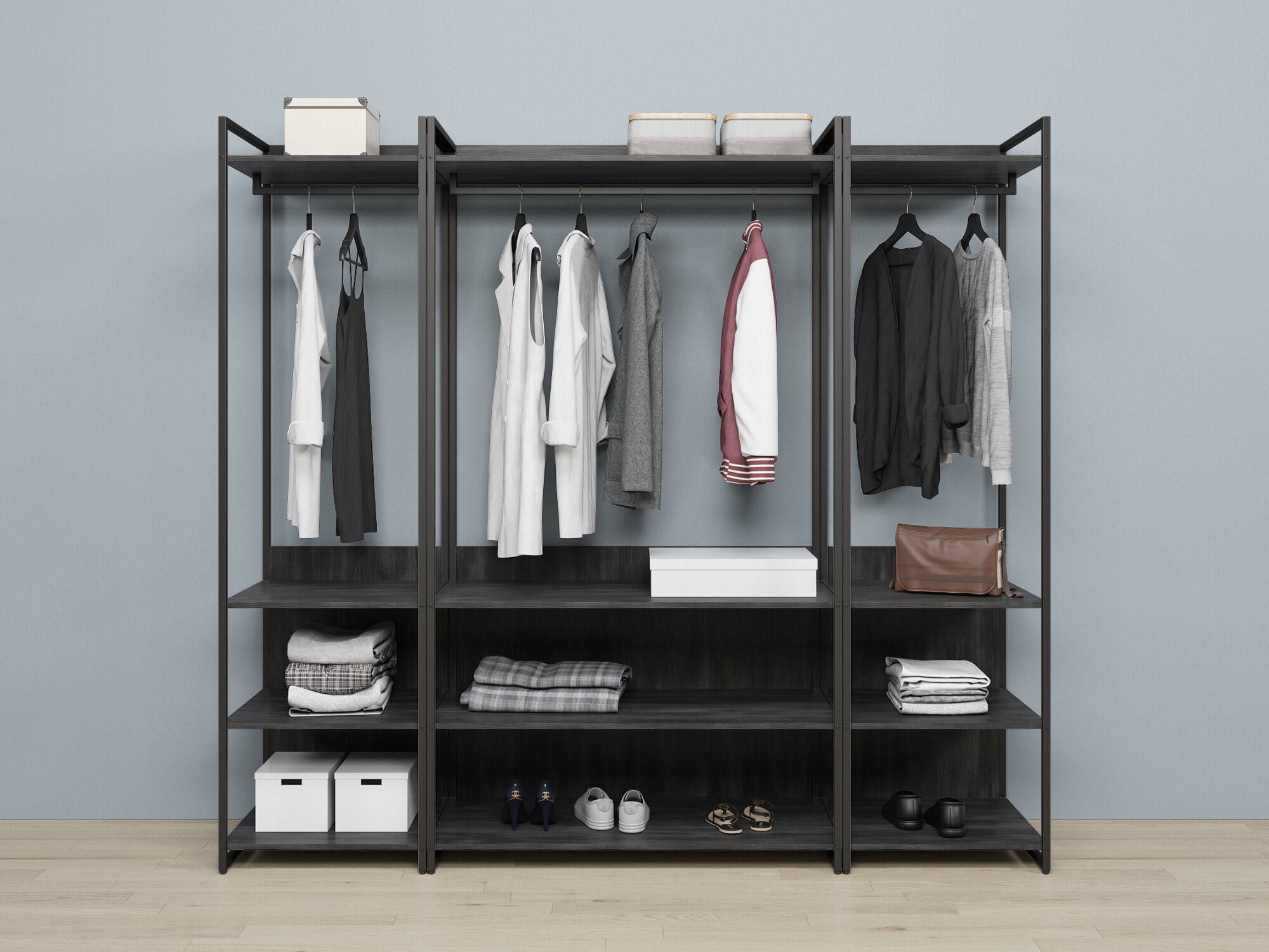 Гардеробная система Urban Лофт 06 Черный/Северное дерево темное