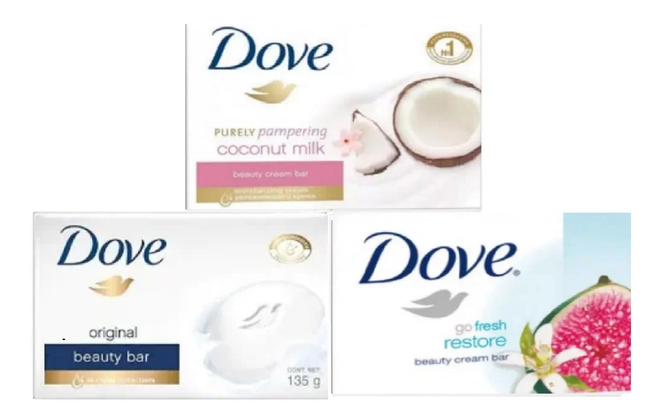 Набор крем-мыла Dove Оригинал, Кокос, Инжир, 3 шт по 135 г