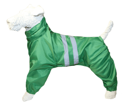 Дождевик-комбинезон для лабрадора суки, повышенной прочности, со светоотражающими полосами, цвет зеленый