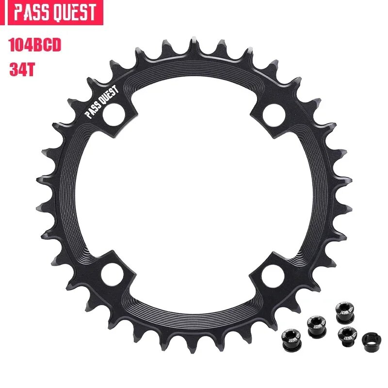 Звездочка PASS QUEST алюминиевая 30/32/34/36/38T 12 скоростей Черный, BLACK 34T