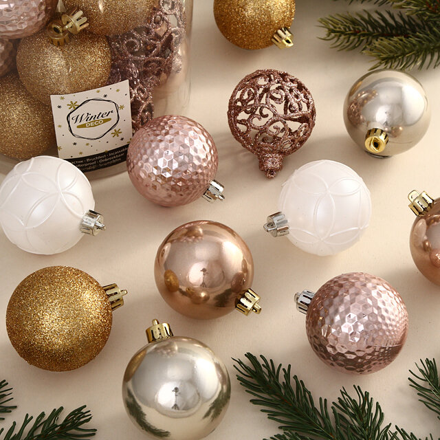 Набор пластиковых шаров Frisette - Cashmere Rose 6 см, 37 шт, Winter Deco, 029357