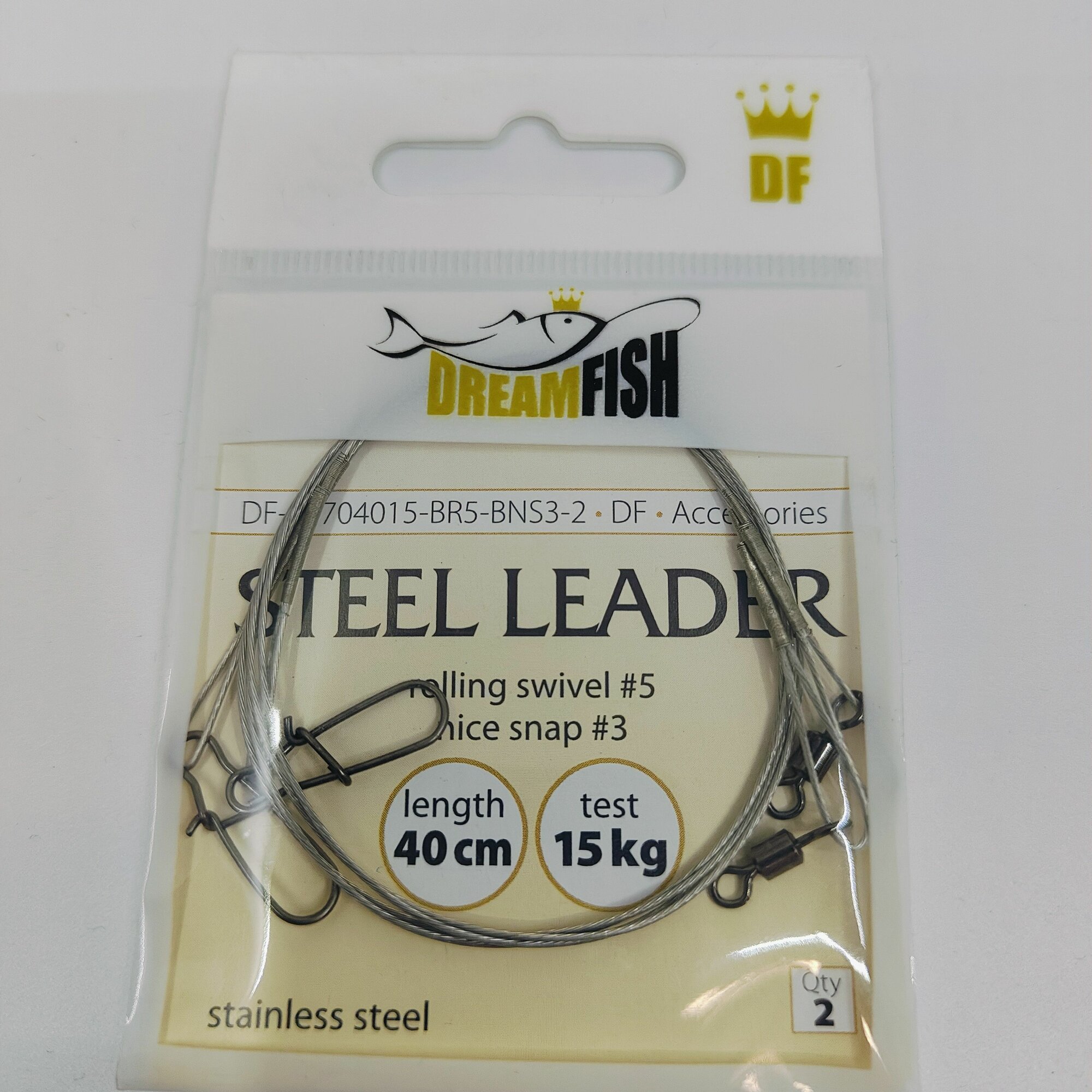 Стальной поводок для рыбалки Dream Fish (Америка) 2 шт. 40см./15 кг.