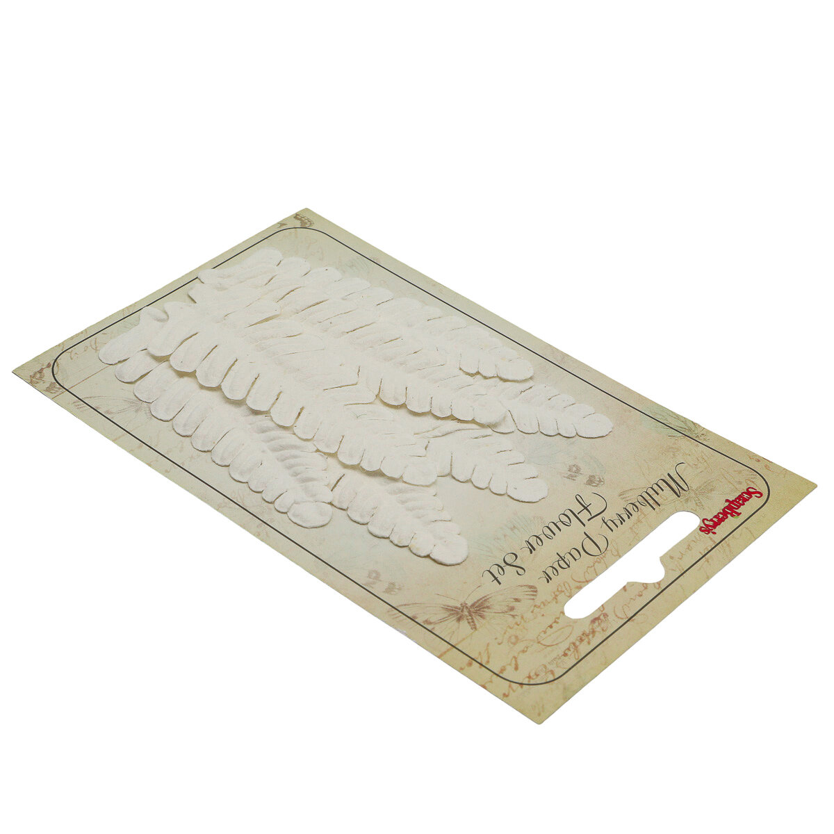 Листочки декоративные из бумаги набор 'Папоротник', 7 шт, белые, ScrapBerry's