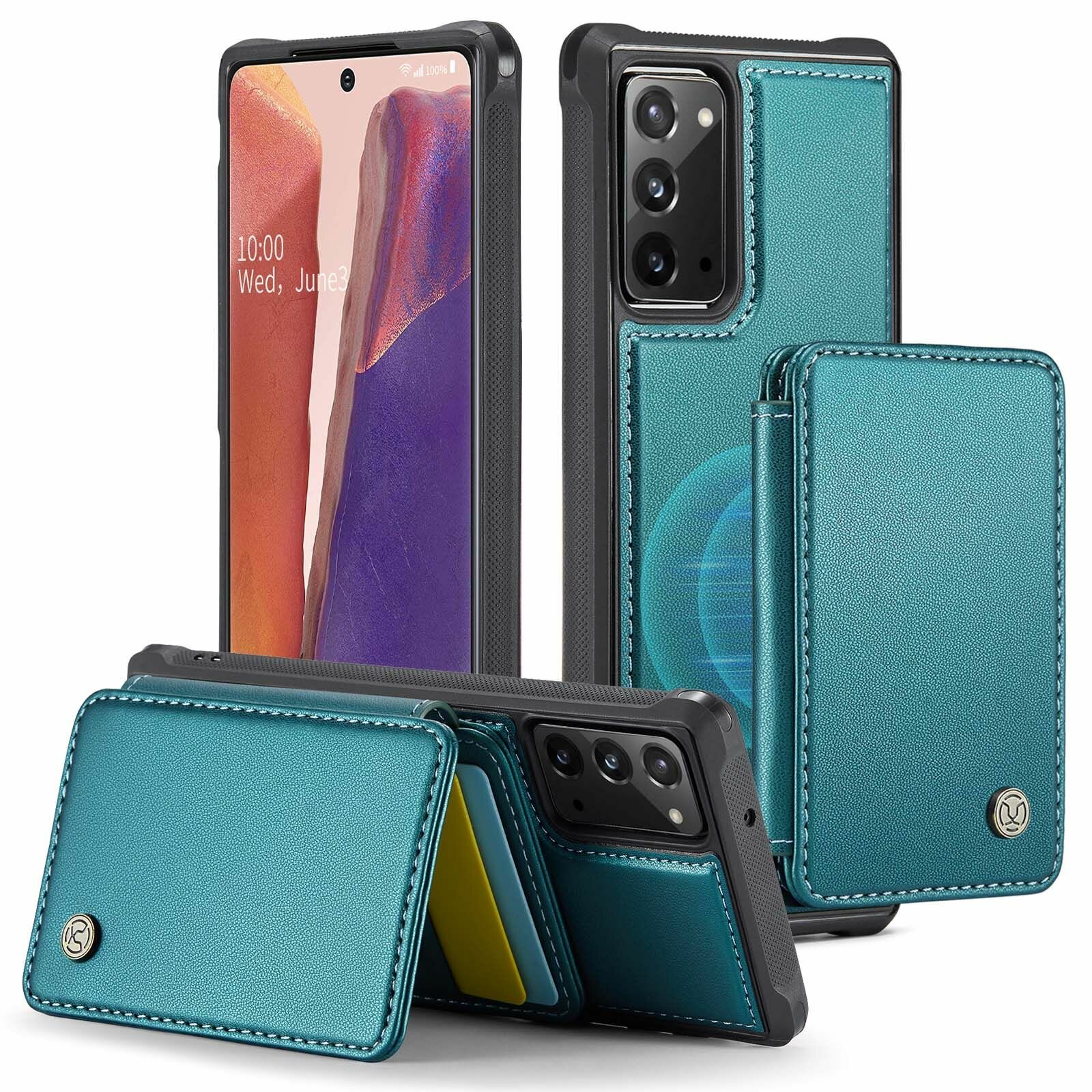 Jeehood Кожаный Чехол Для Samsung Galaxy Note 20 (Самсунг Галакси Ноут 20) MagSafe Совместимый , Магнитный, Кошелек Картхолдер, Поддержка Беспроводной Зарядки, Противоударный