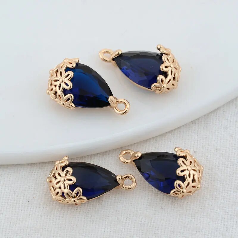 Заключения из латуни и стекла Florainer Tina 10 штук Синий, 10PCS, Deep Blue