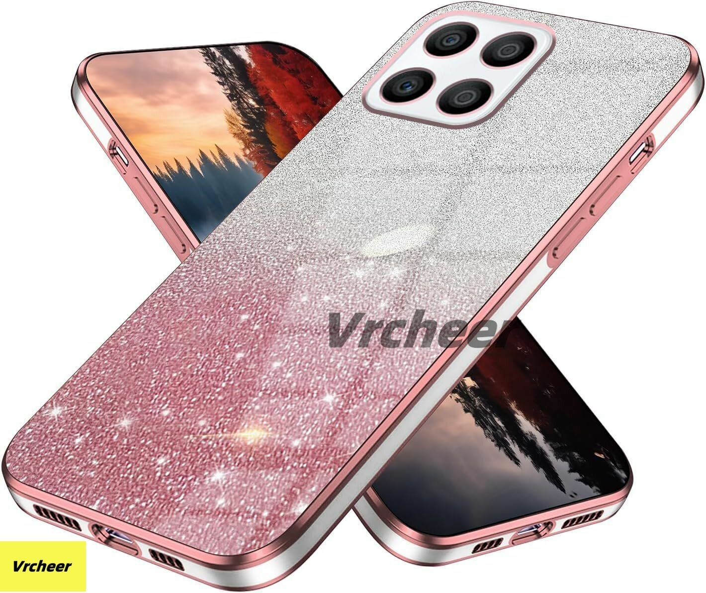 Чехол на Honor X8B(Хонор X8B) с Блестками / Блестящий / Силиконовый со стразами, с Защитой Камеры. чехол золотистый женский.(розовый, Pink)