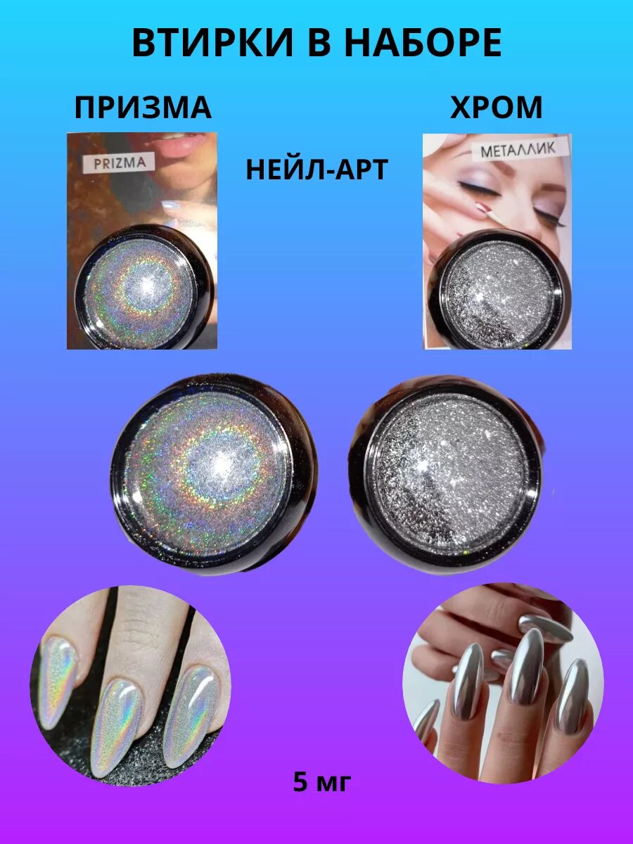 Втирки в наборе Призма, Хром
