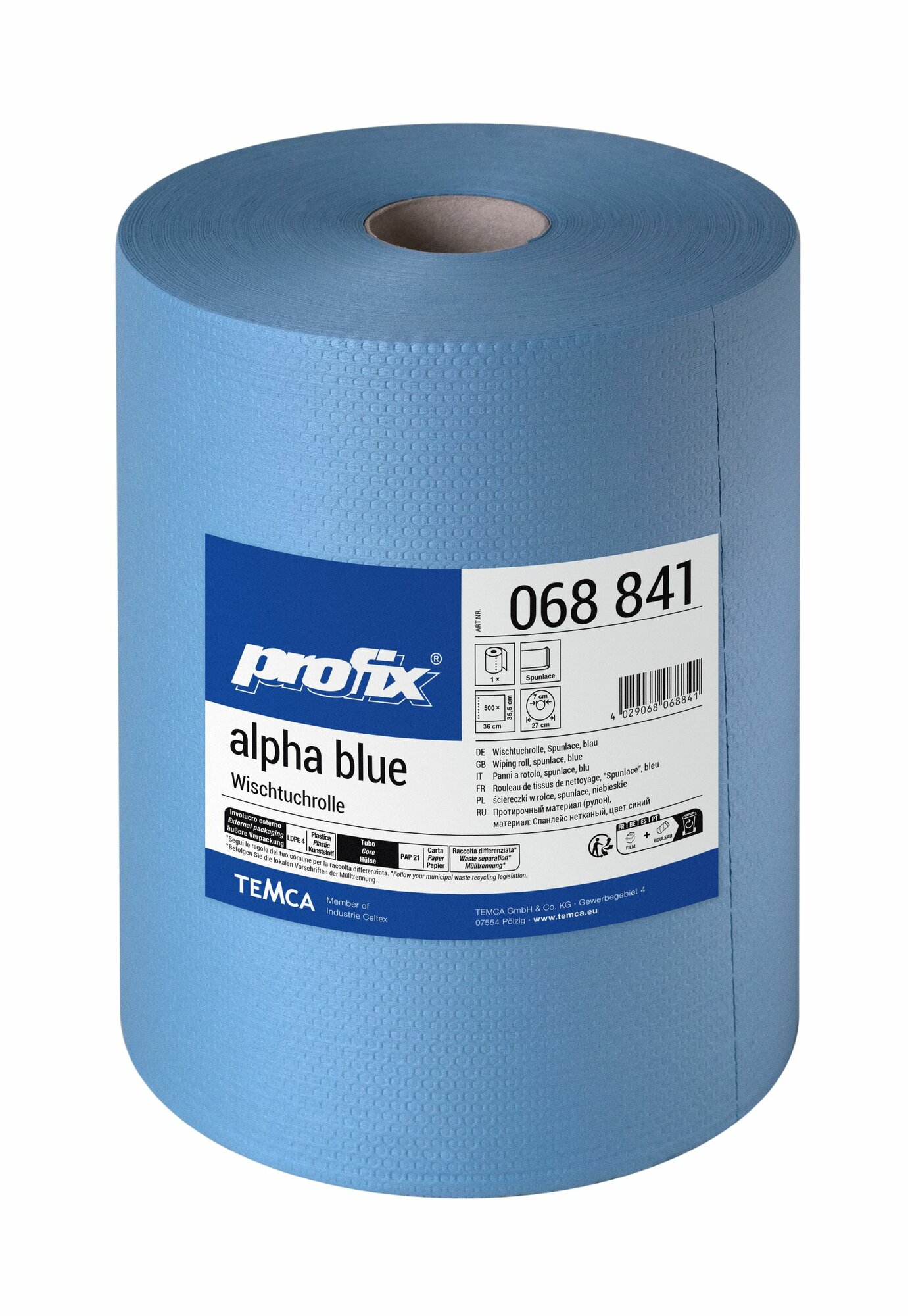 Нетканый протирочный материал Profix Alpha Blue 068 841 синий, 500 листов в рулоне, лист 35,5 х 36 см
