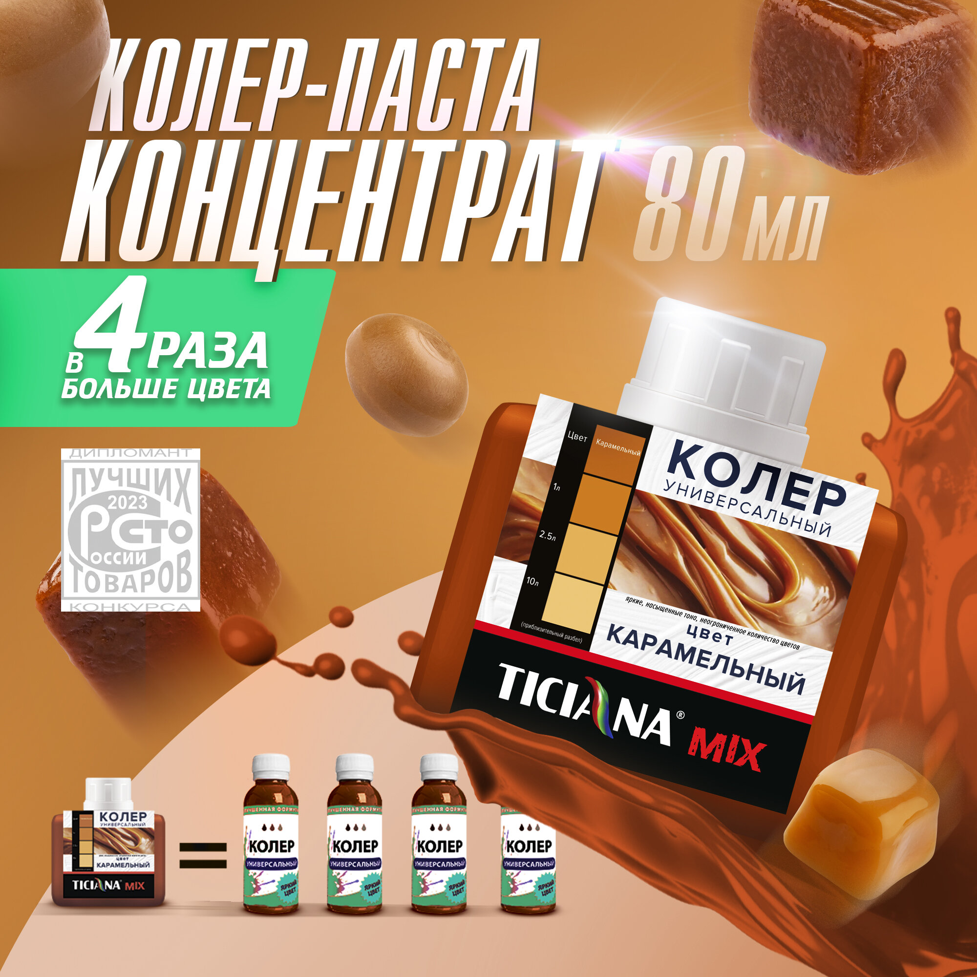 Колер для краски микс универсальный TICIANA Карамельный 80 мл