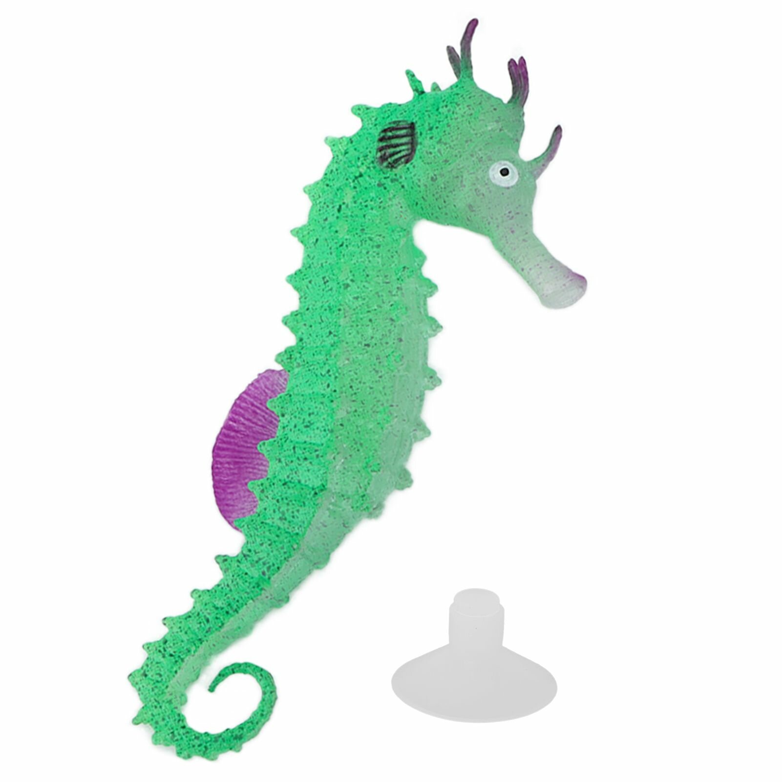 Зеленая реалистичная имитация морского конька, светящиеся силиконовые украшения для аквариума с гиппокампом и сильными присосками