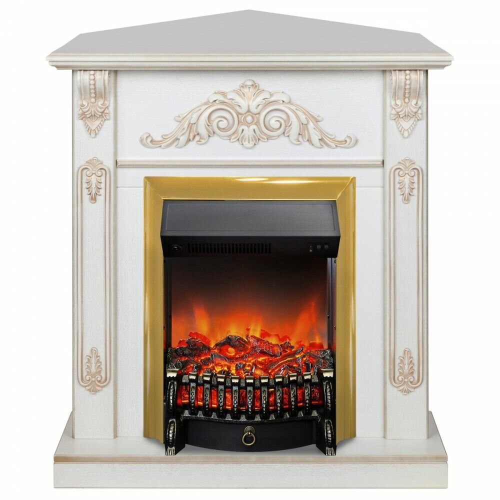 Электрокамин RealFlame Anita Corner WT с очагом Fobos Lux Brass