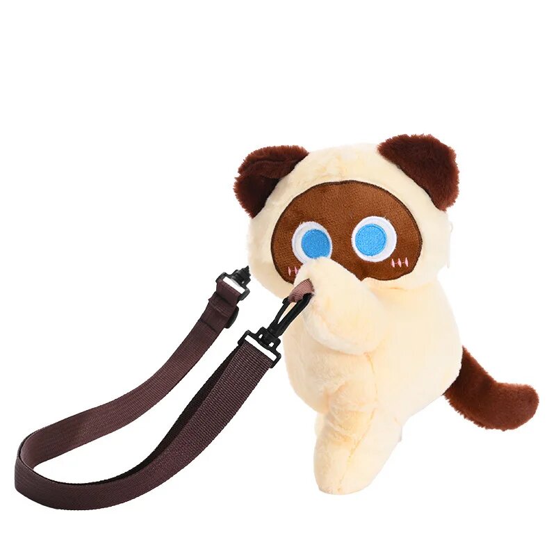 Милый черный кот плюшевый рюкзак сумка через плечо кавайи пушистый котенок ключ подвеска мягкая игрушка сумка через плечо для девочки подарок автомобиль брелок для ключей