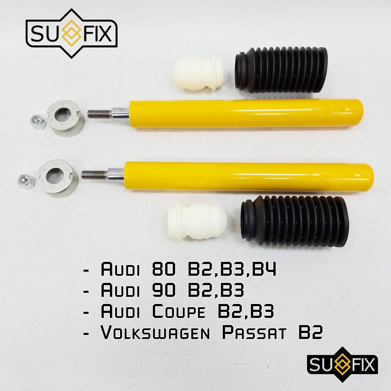 Амортизаторы передней подвески с пыльниками и отбойниками SUFIX для AUDI 80 B2 B3 B4, AUDI 90 B2 B3, VOLKSWAGEN PASSAT B2