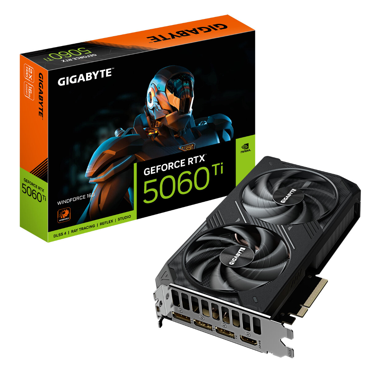 Видеокарта Gigabyte RTX5060Ti WINDFORCE 16GB GDDR7 128bit 3xDP HDMI 2FAN RTL