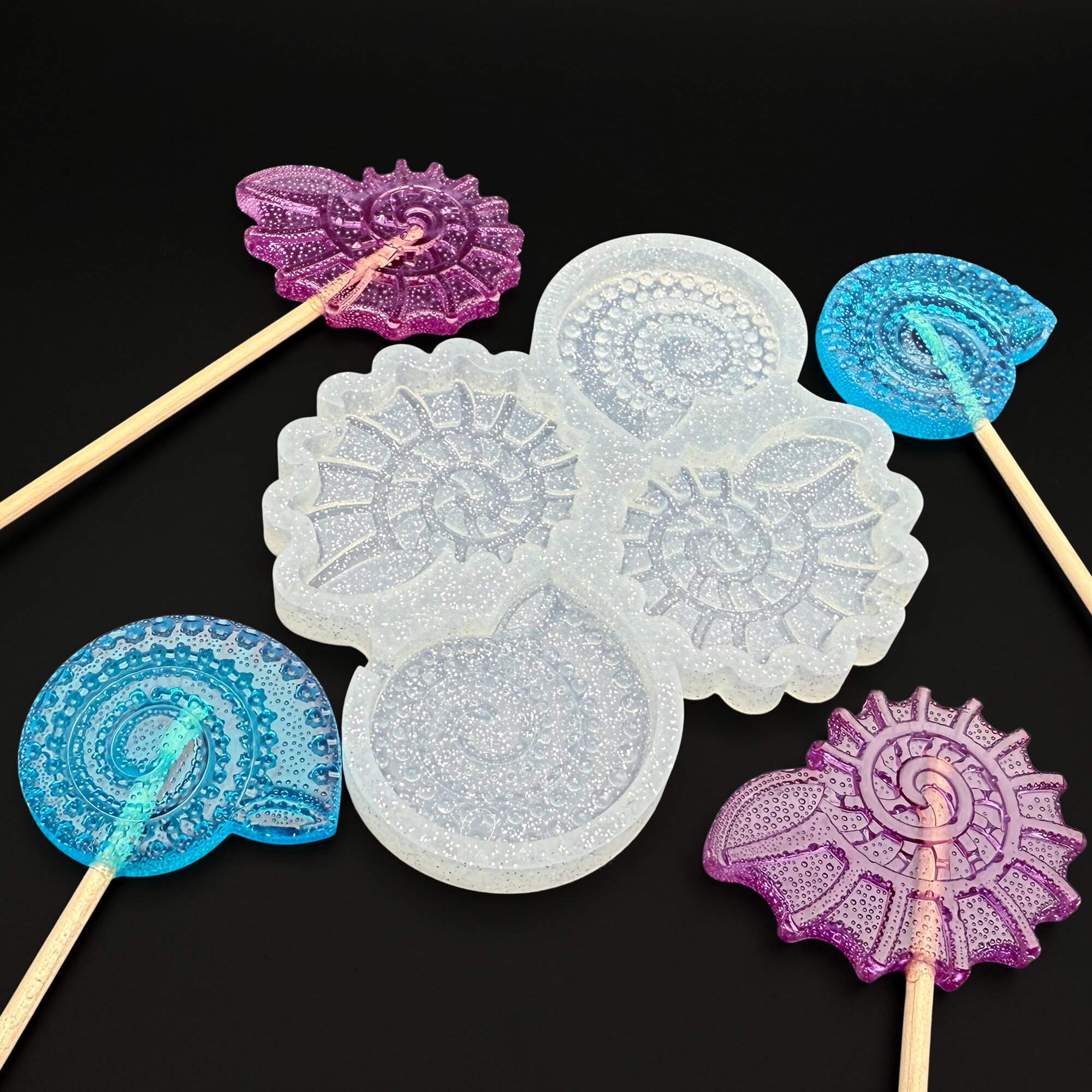 Силиконовая форма молд для леденцов и шоколада Наутилус микс