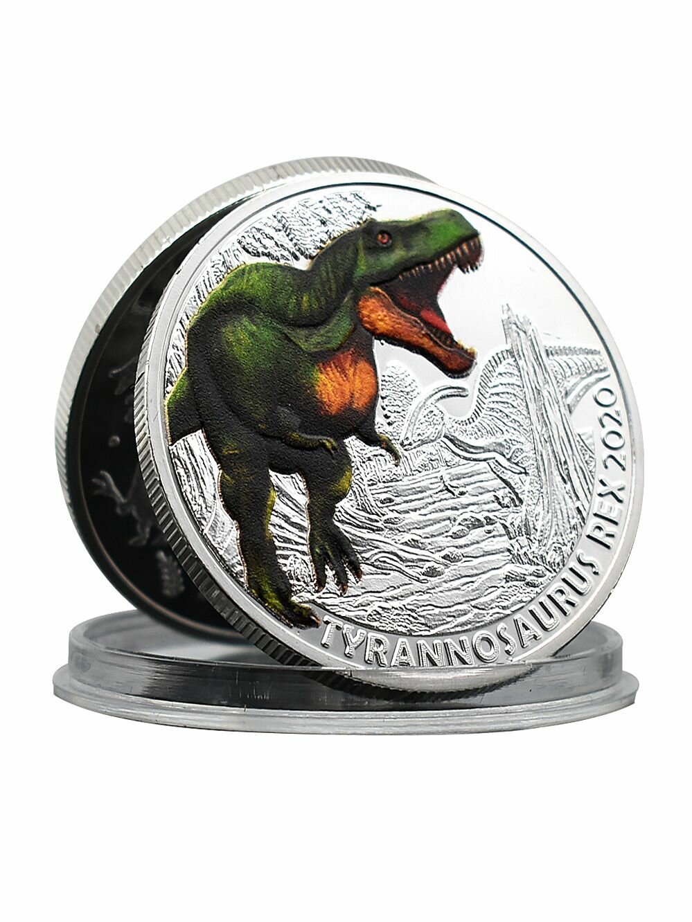Мемориальная монета динозавра Серебряный T-Rex Монета Коллекция Подарок
