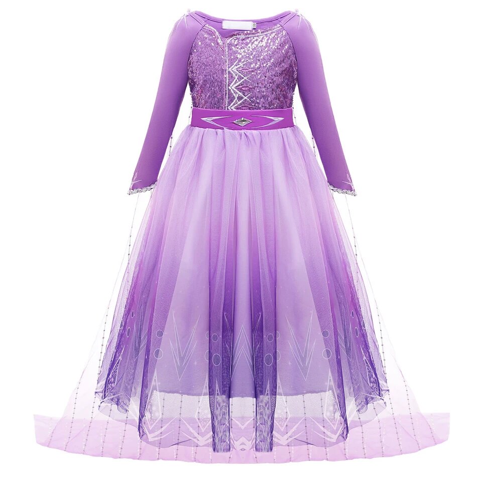 Костюм принцессы Эльзы оллоbebe для девочек фиолетовый 9-10T (Tag 150), Purple Elsa Dress A