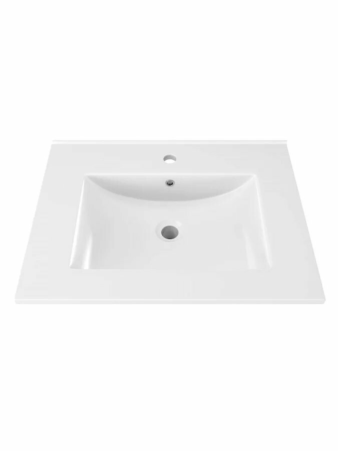 Мебельная раковина Teymi Ritta 60 накладная, фарфоровая, белая, глянцевая, раковина для ванной, прямоугольная