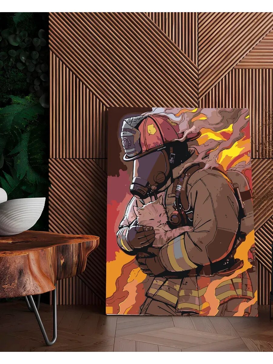 Картина по номерам Пожарный-Спасатель