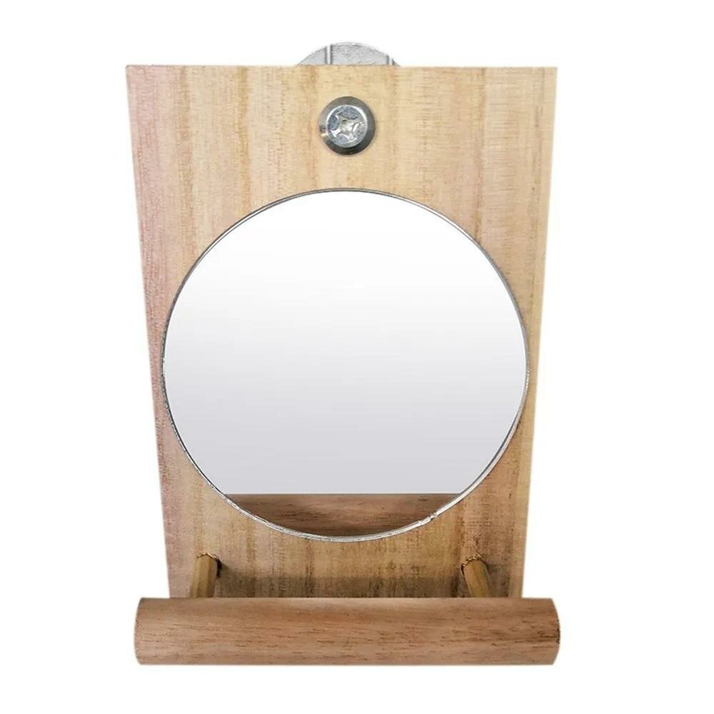 Птичий зеркало для домашних птиц, принадлежности для попугаев, платформа для попугаев, игрушки для попугаев, зеркало для птиц, стоячая палка для птиц, материал дерево зеркало нержавеющая сталь, цвет изображение, размер 9x4.5x13 см, вес 65 г, 1 шт