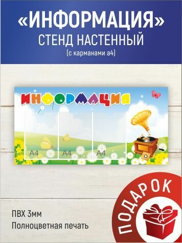 Стенд детский для сада "Информация "на 3 кармана А4, Stendplus
