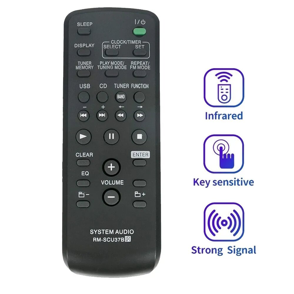 Заменить пульт ДУ RM-SCU37B для Sony LBT-SH2000 SS-SH2000 CMT-BX3 Аксессуары для электроники (черные)