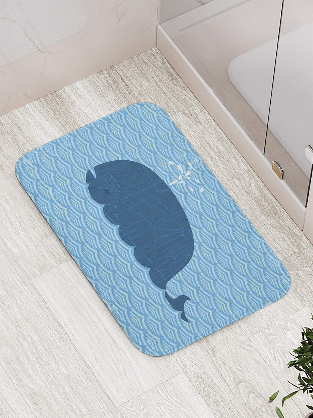 Коврик для ванной комнаты и туалета противоскользящий "Удивленный кашалот" 52х77 см, JoyArty