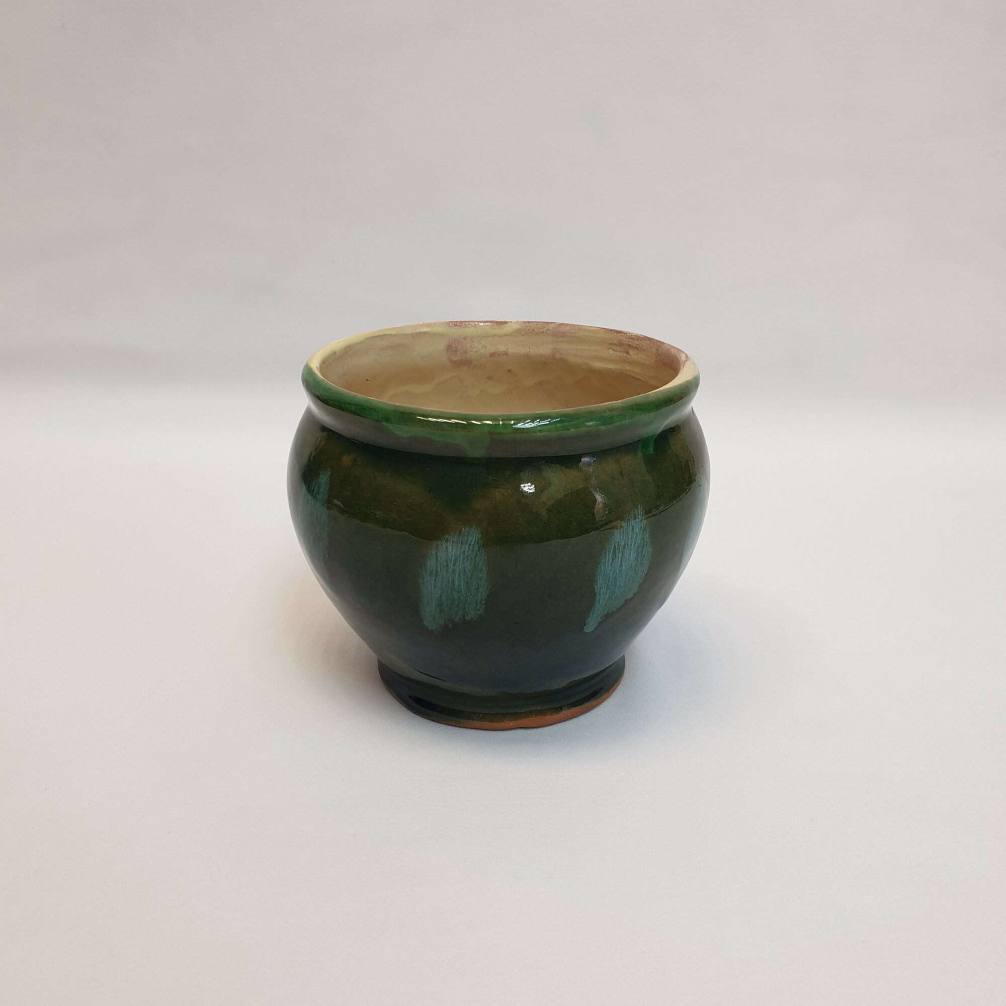 Горшок, обливная керамика объем 0.7 л, винтаж СССР