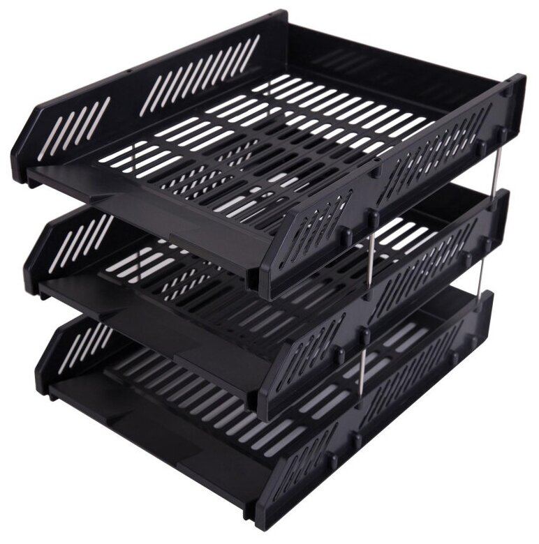 Набор из 3 лотков для бумаг Deli E9209 горизонт на металл. стерж черн 1408472