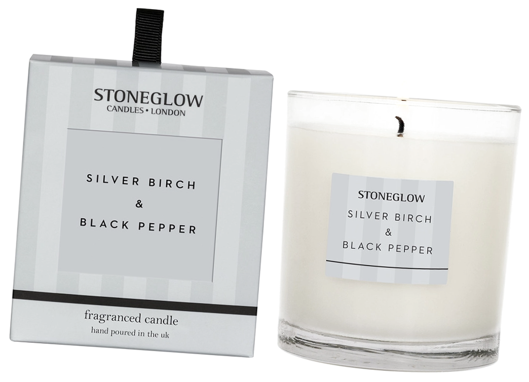 Парфюмированная свеча для дома 180 гр Stoneglow Silver Birch and Black Pepper