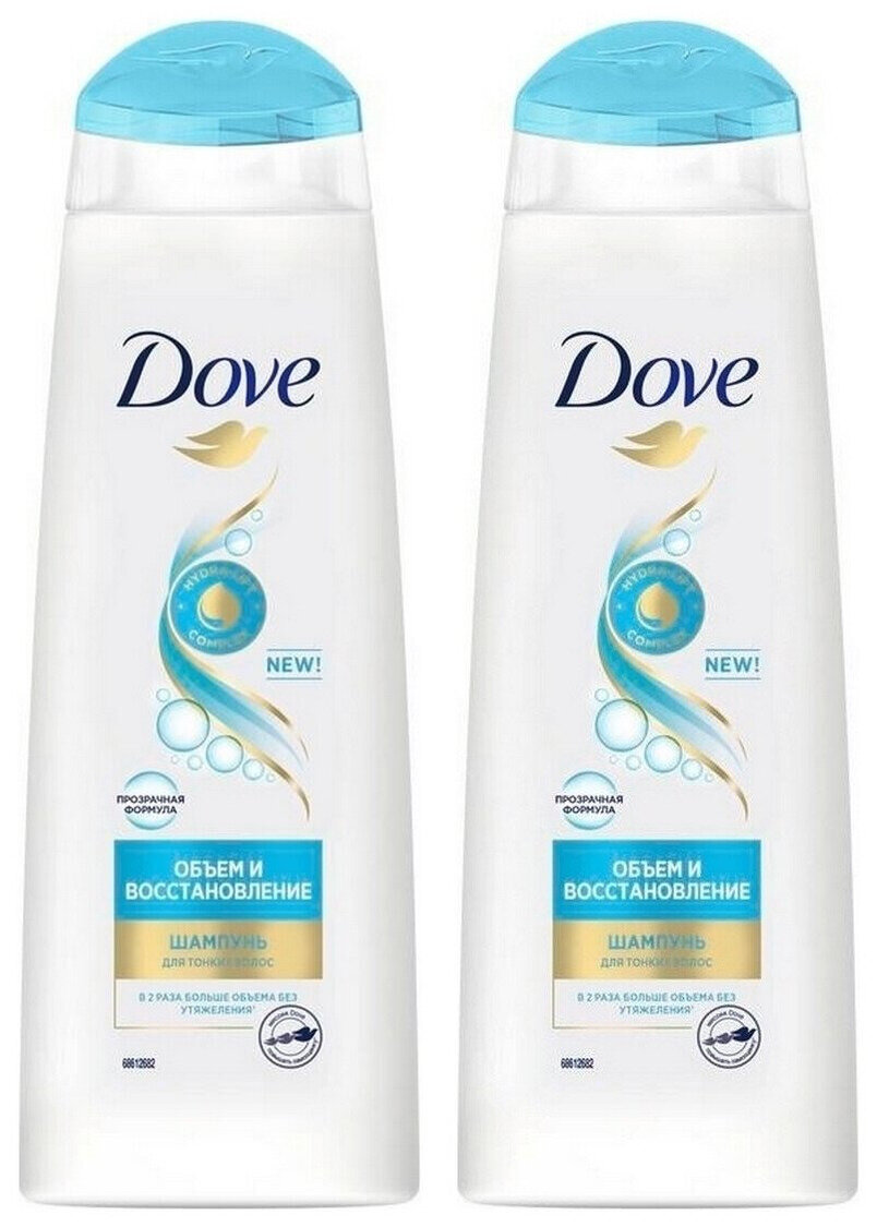 Шампунь Дав Hair Therapy, объем и восстановление, для тонких волос, 250 мл, 2 шт.
