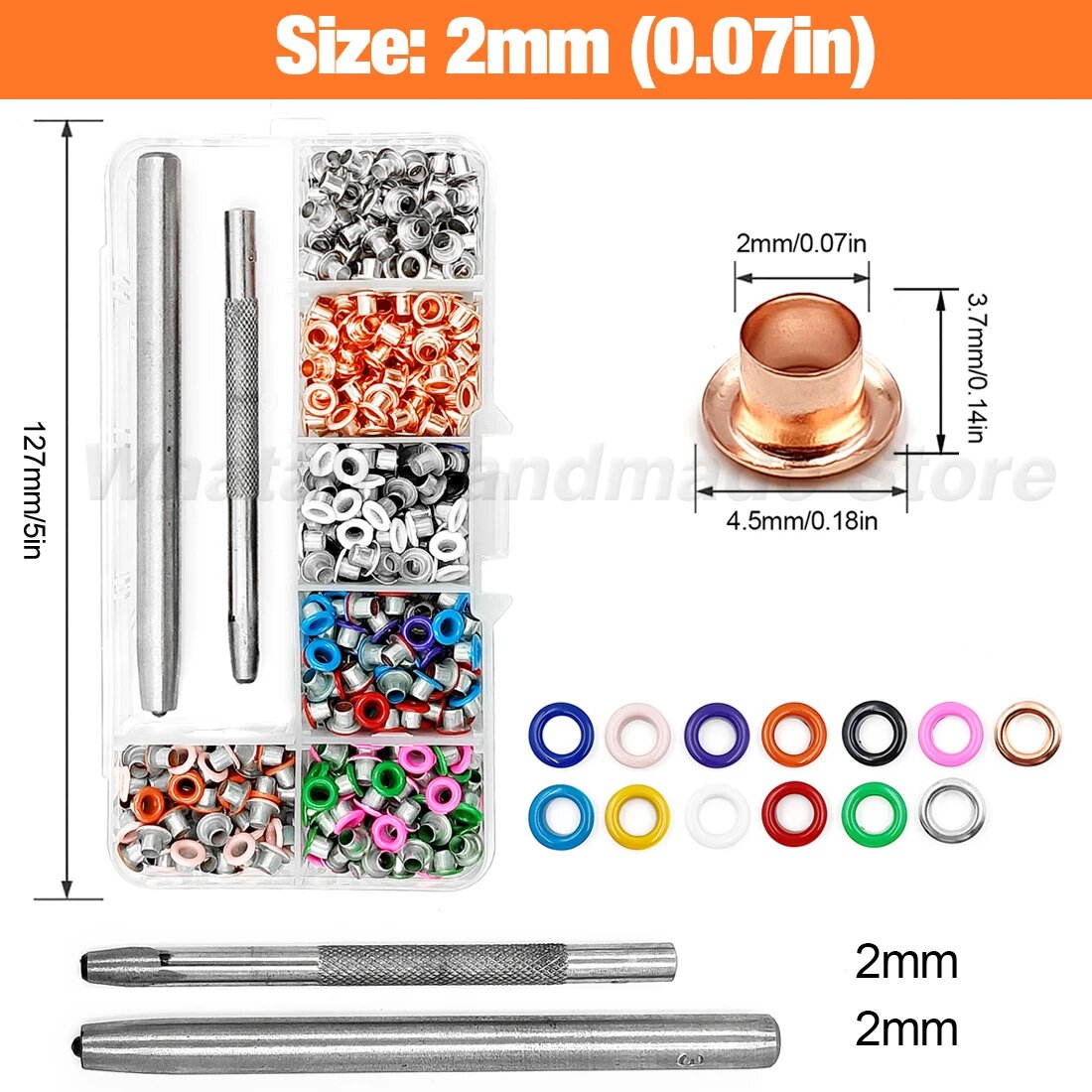 Набор металлических люверсов с инструментом 540 шт. 2mm