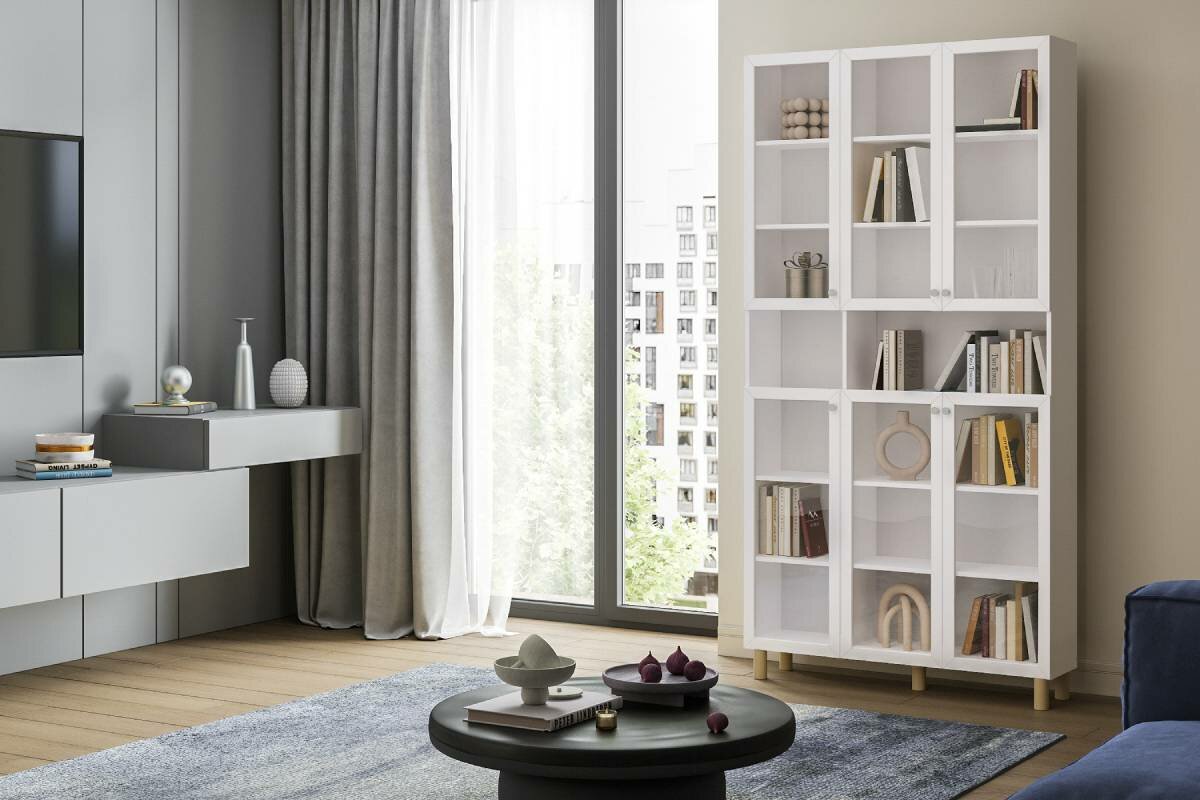 Библиотека Билли Сканди-109 Белый для документов для книг для обуви для одежды для посуды шестидверный 120*244*30