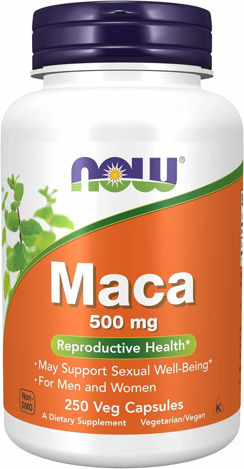 NOW Maca 500 mg 250 veg capsules (мака перуанская 250 капсул)