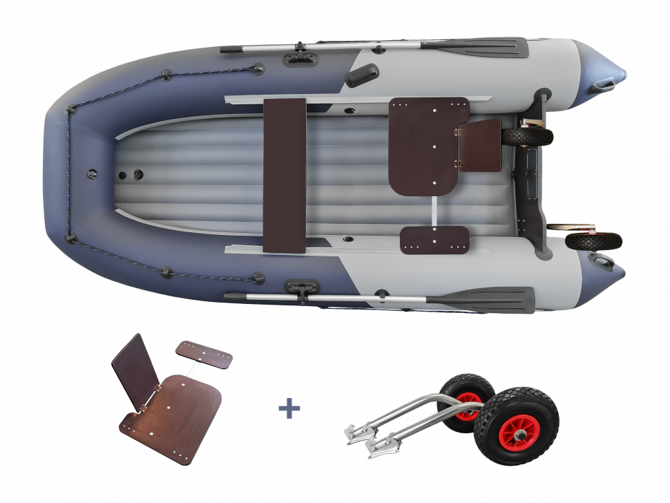 Комплект надувная лодка НДНД Grouper 335 с сиденьем "Сикосари" (серо-светлосиний)