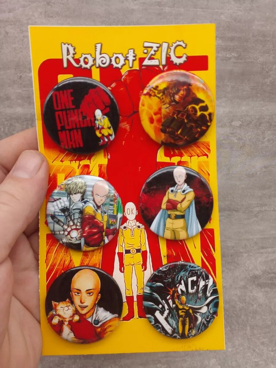 Набор закатных значков Аниме One puch-man (6шт, D38мм)