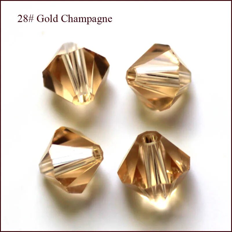 Хрустальные бусины биконус 16гран, 3 мм, Gold Champagne, 200 шт.