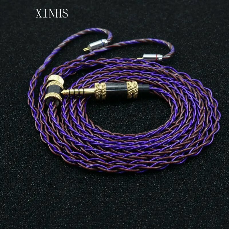 XINHS 8-ядерный фиолетово-красный кабель для наушников 4.4, Normal 0.78mm 2Pin