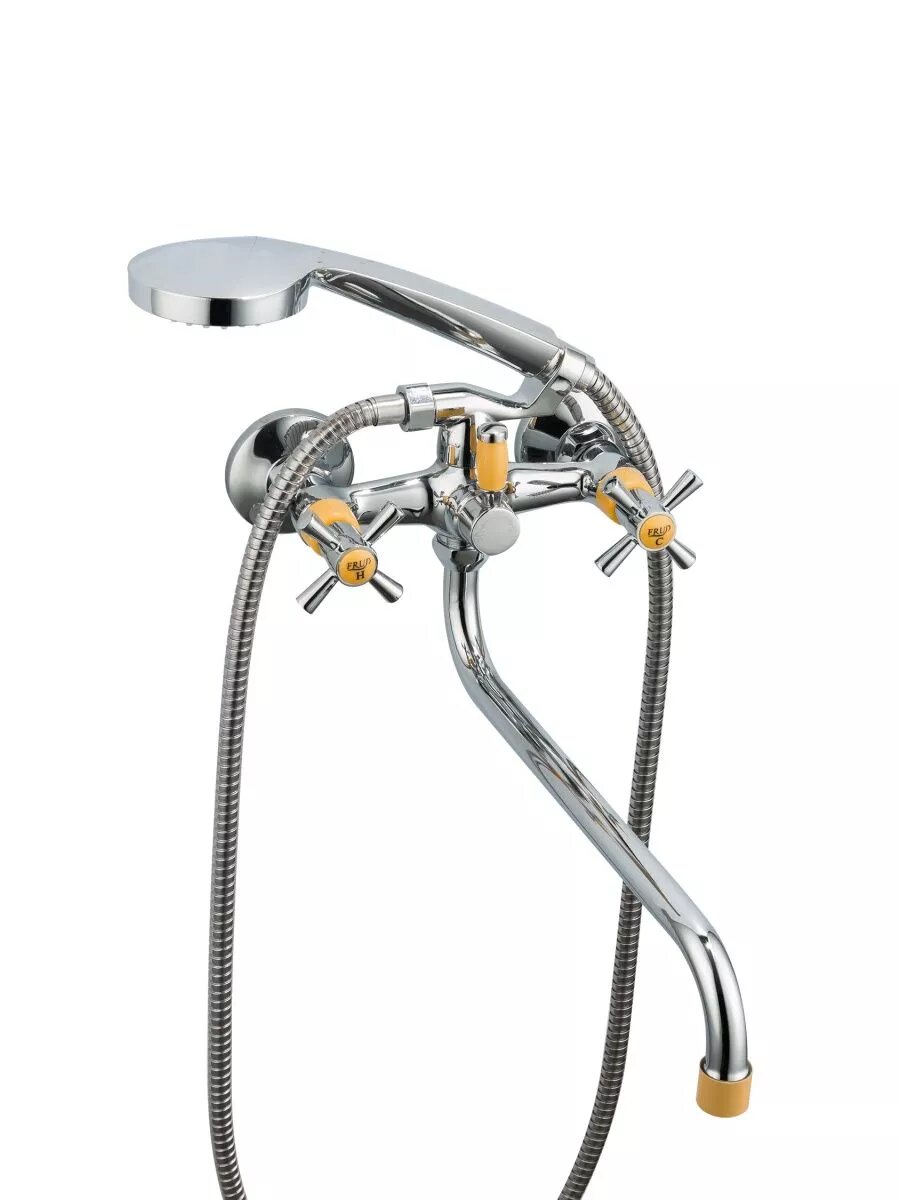 Смеситель Frud R22118-9, для ванны, с душевой лейкой, вентильный, оранжевый