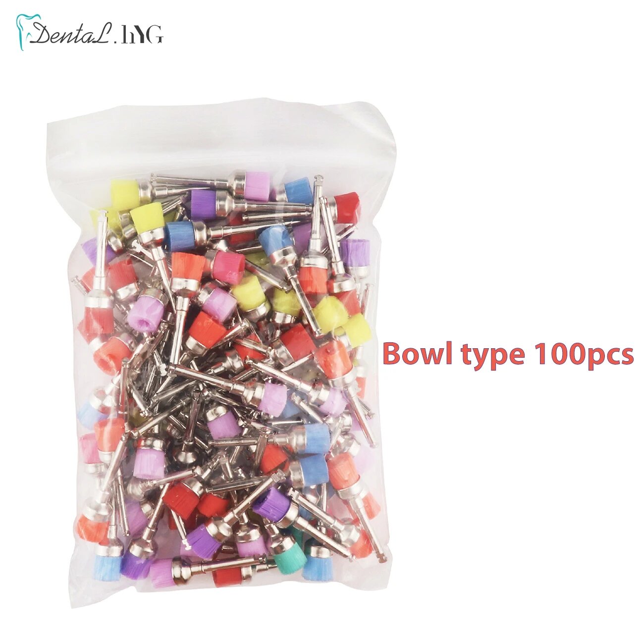 Полировочные головки для зубов, Colorful Bowl, 100шт