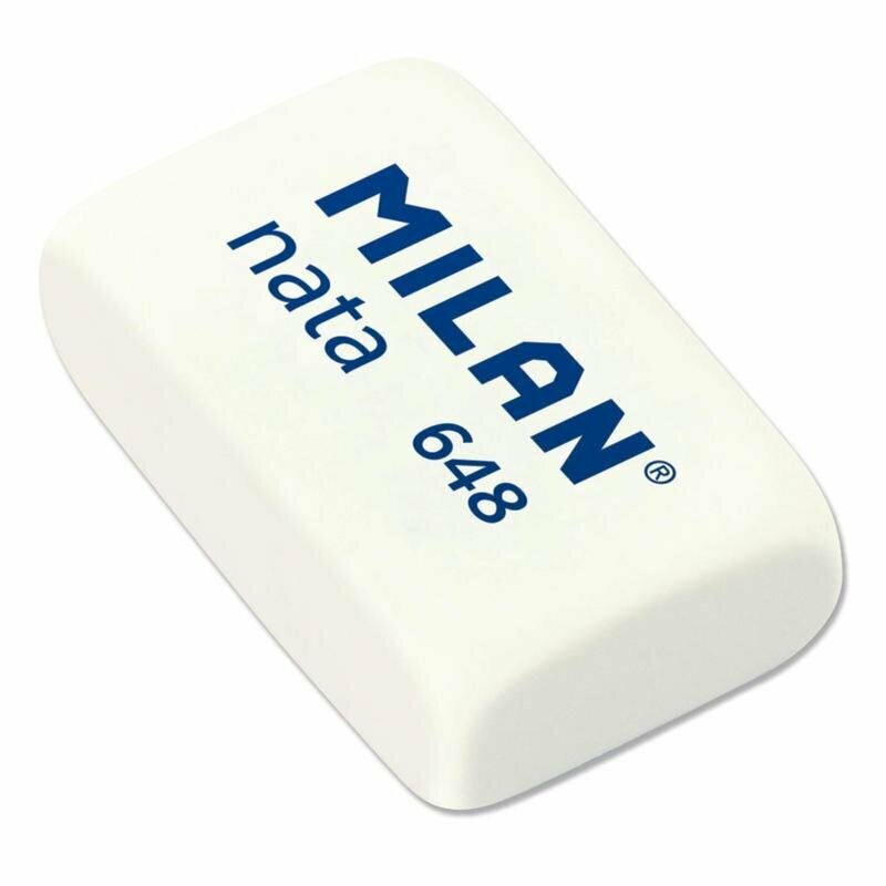 Ластик пластиковый Milan nata 648 белый 3,1х1,9х0,9, 973217