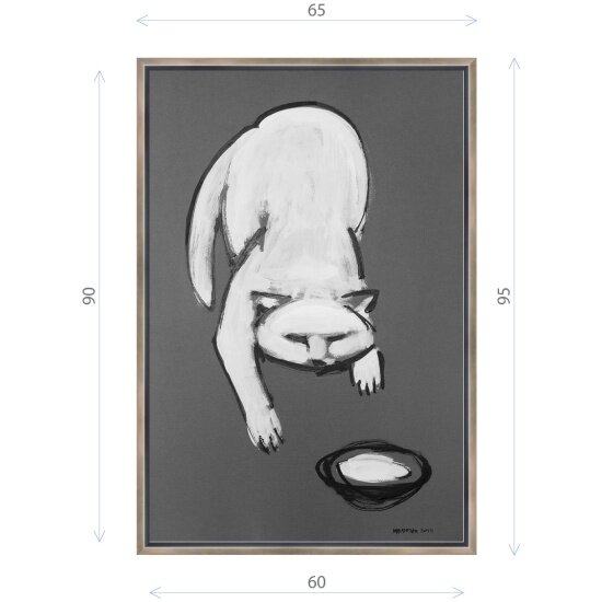 Картина Декор Депо Константина Малютина Белый кот №1 Матовый холст в раме 95х65 см