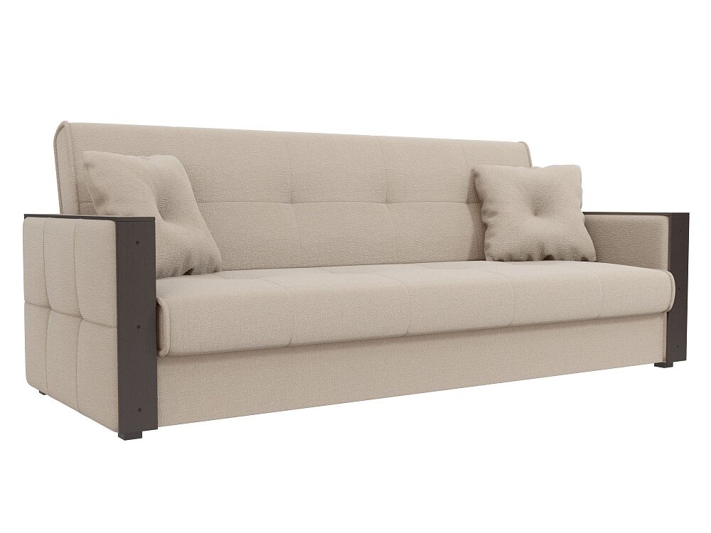 Прямой диван Валенсия Бежевый, книжка, 210х85х90 см, с ящиком для белья
