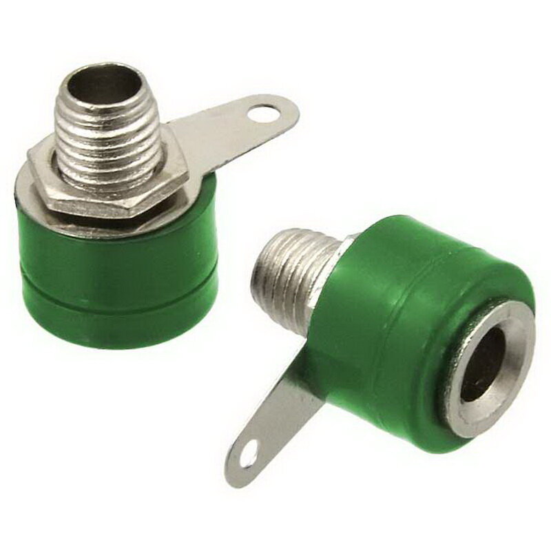 Гнездо Banana 4мм зелёный, монтаж на панель