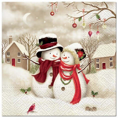 #SDL098500 Салфетка трехслойная для декупажа "Снежная семья" 33 x 33 см PAW Decor Collection 4 шт