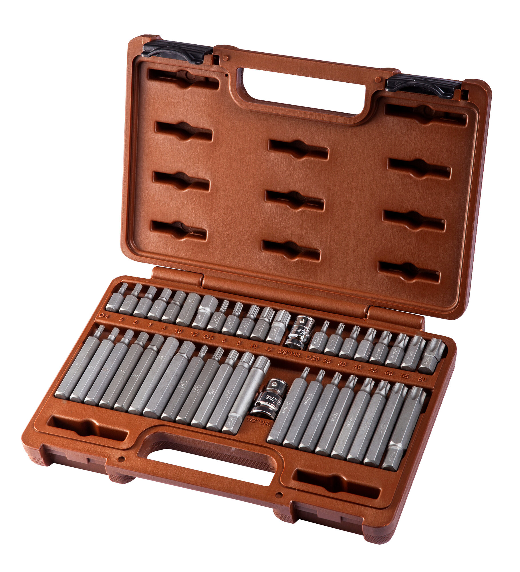 Набор вставок-бит и переходников 3/8", 1/2"DR, 42 предмета, 953242, Ombra