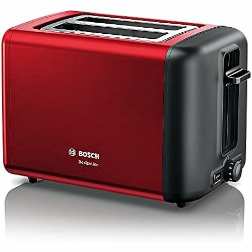 Тостер Bosch TAT4P424DE, 2 ломтика, 970 Вт, черный, красный класс энергопотребления A