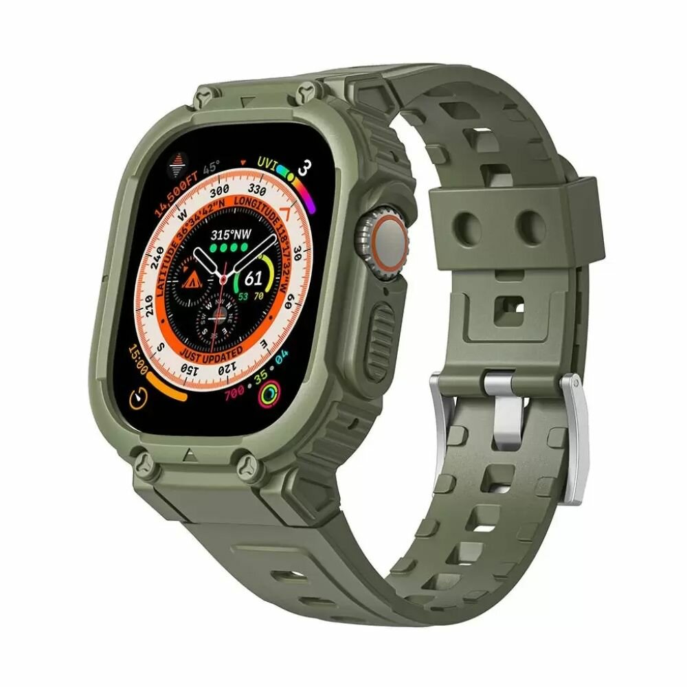 Силиконовый ремешок для часов с защитным чехлом WiWU Wi-WB014 Armor для Apple Watch 1-8/SE 42/44/45mm